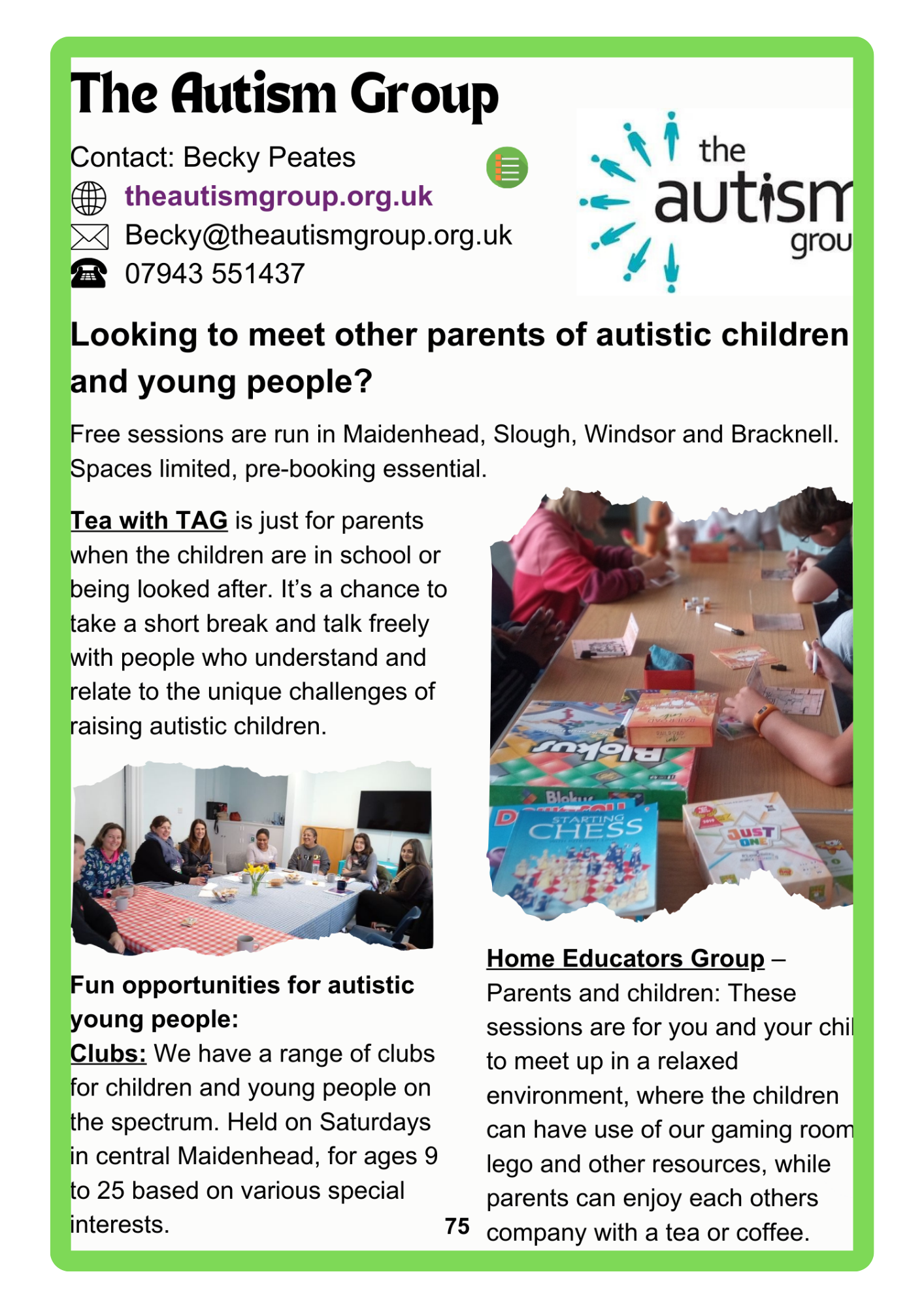 Tea with TAG – The Autism Group – I Love Windsor CIC Directory ...